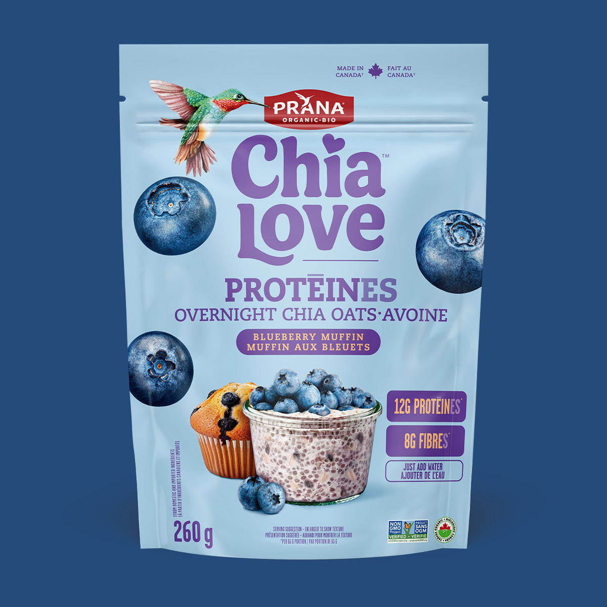 Chialove Protein – Overnight Chia Oats Blueberry Muffin – Prana Foods